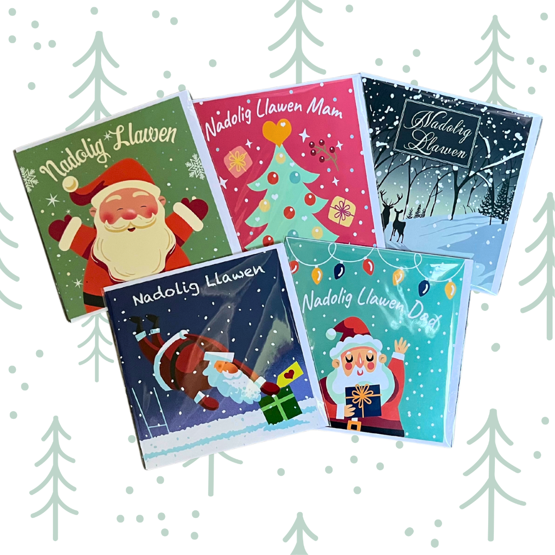 Welsh Christmas Card - "Nadolig Llawen" Santa - NAD008 – Cadwyn Cyf