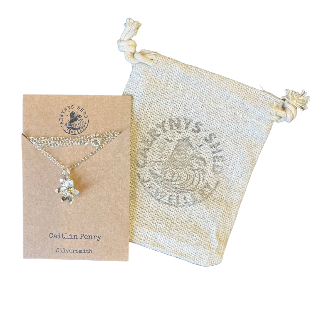 Daffodil Necklace - Sterling Silver, Handmade -DANL1 – Cadwyn Cyf