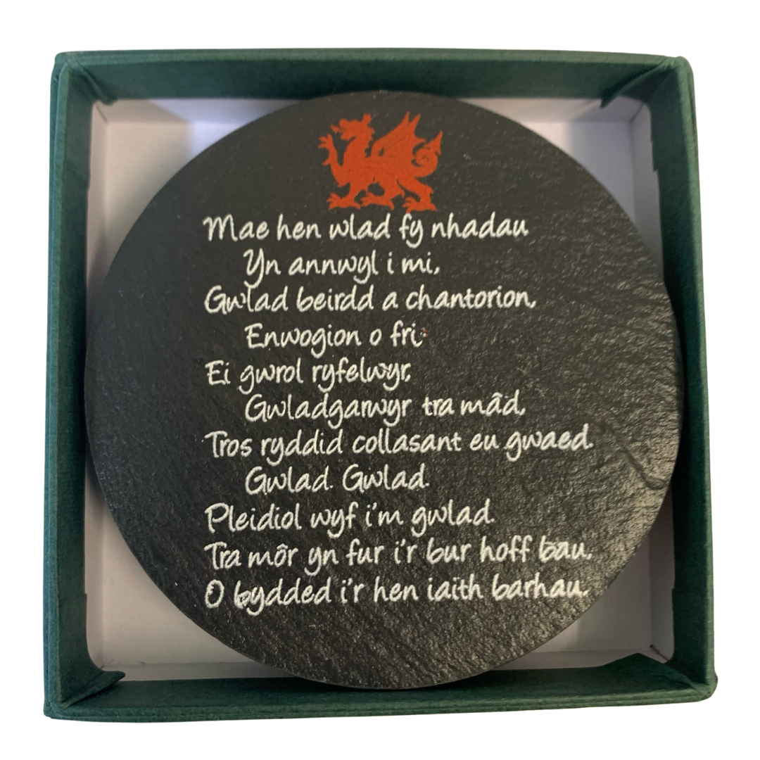 Set of 4 Welsh Anthem Coasters – Cadwyn Cyf
