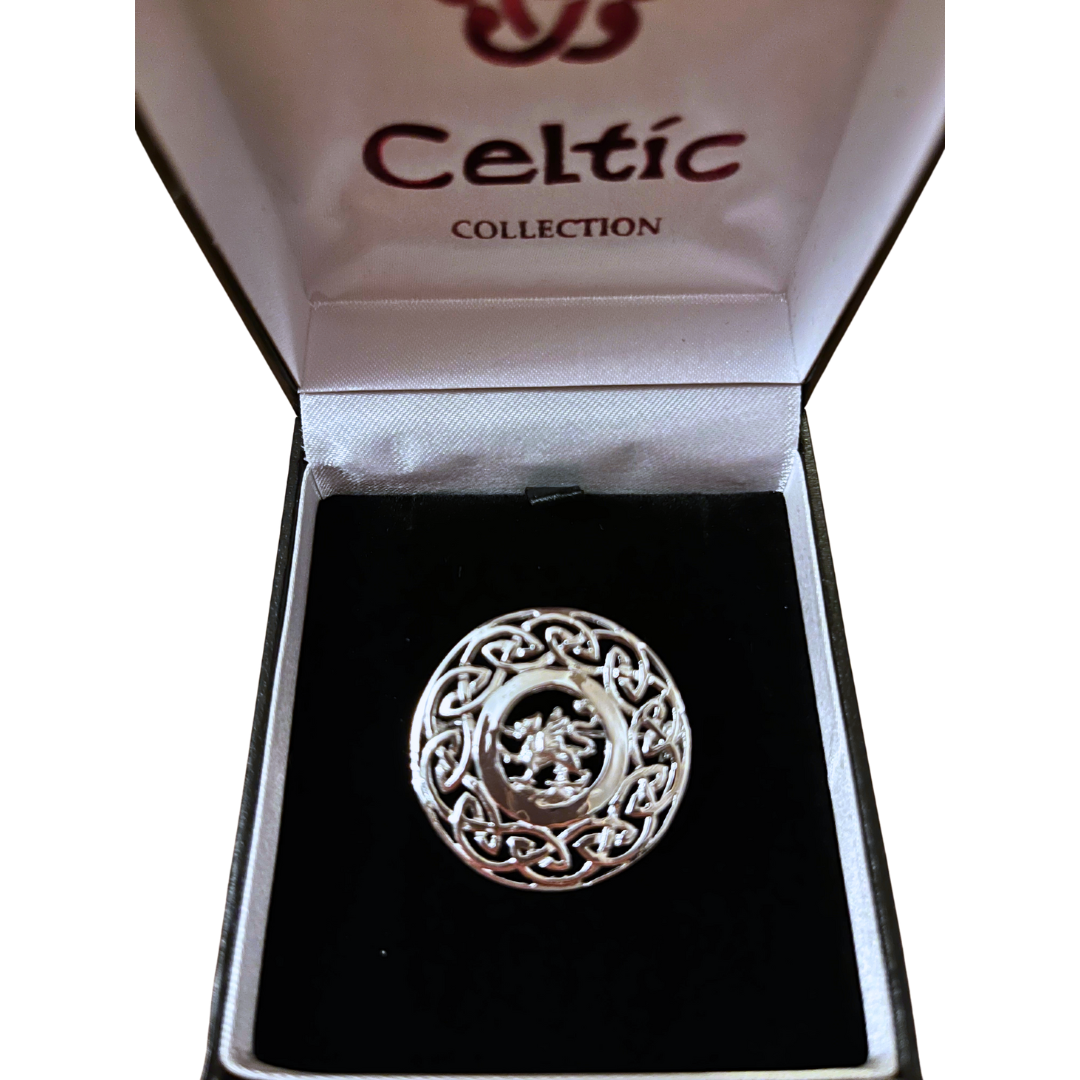 Round Welsh Dragon Brooch - Sterling Silver – Cadwyn Cyf