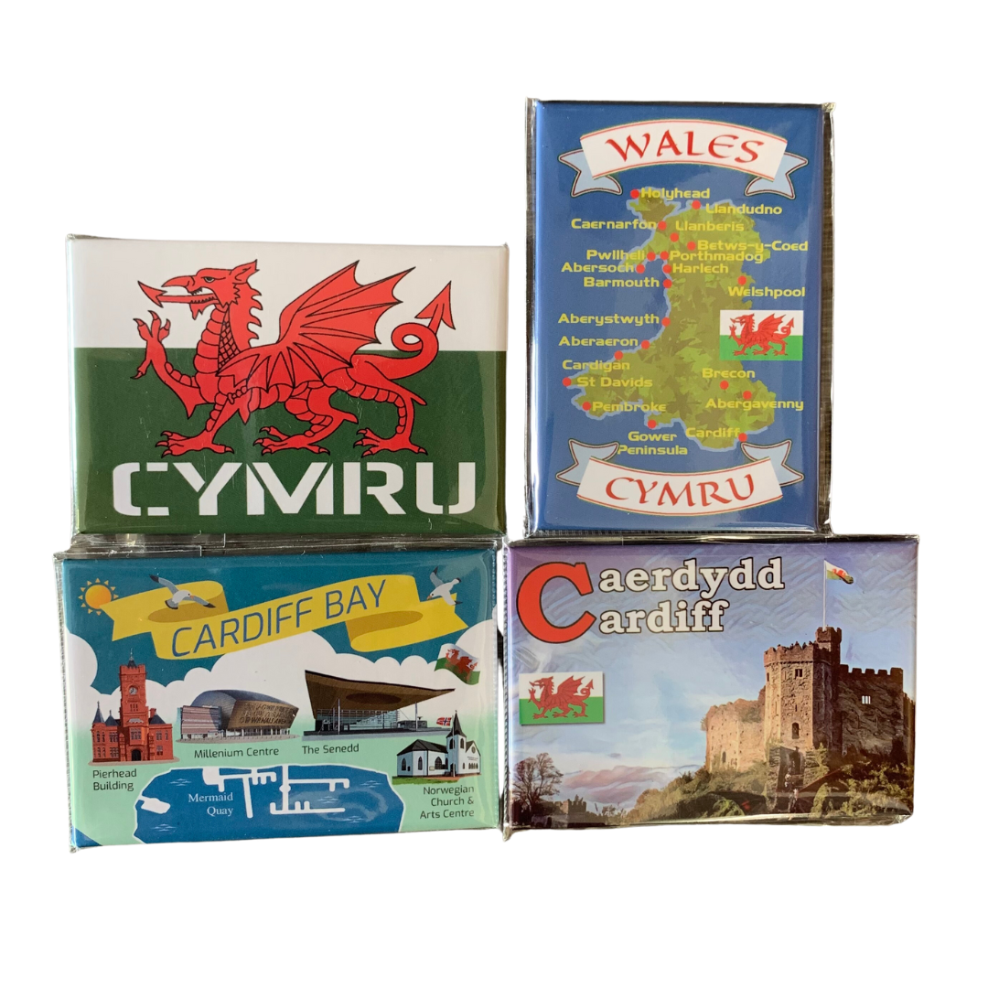 Caerdydd/Cardiff Wales Magnets - Pack of 4 Magnets – Cadwyn Cyf