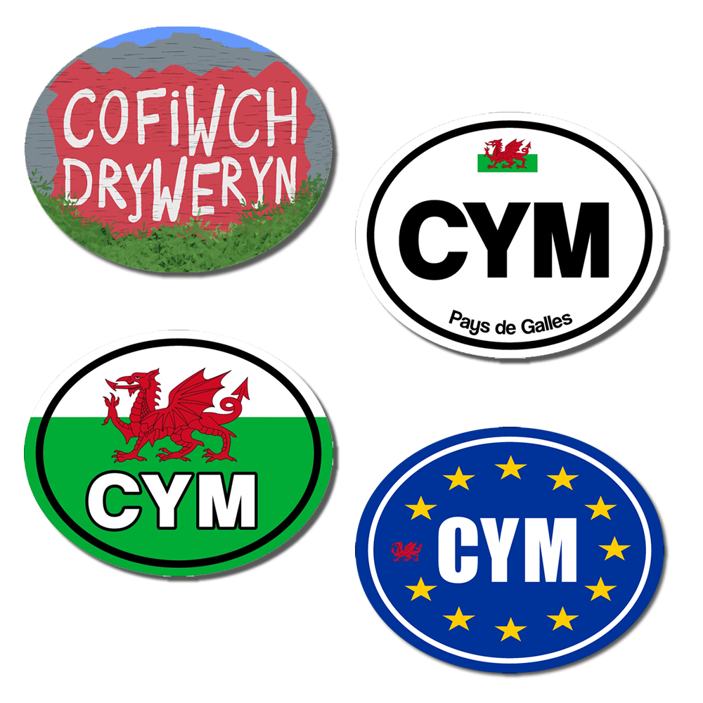 Set of 4 Welsh Bumper Stickers – Cadwyn Cyf