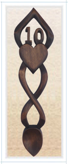 10th Anniversary Love Spoon - Welsh Love Spoon 019 – Cadwyn Cyf