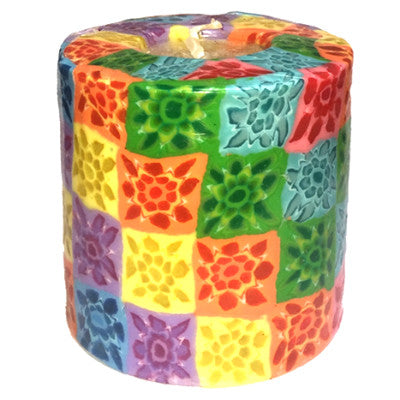 Colourful Pillar Candle – Cadwyn Cyf