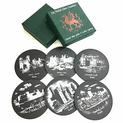 Set of 6 Welsh Castles Coasters – Cadwyn Cyf